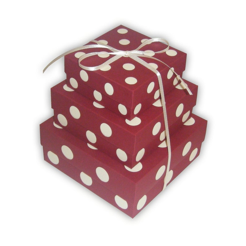 Set of Three Square Polka Dot Favor Gift Boxes Printable Color ...