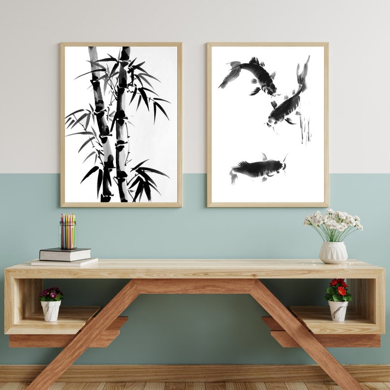 Bamboo Stalks Japanese Ink Print Digital Download Multiple Sizes - Etsy