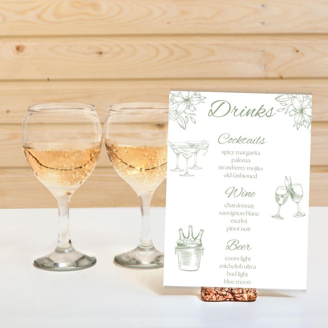 Cute and Simple Drink Menu Template for Parties or Weddings ...