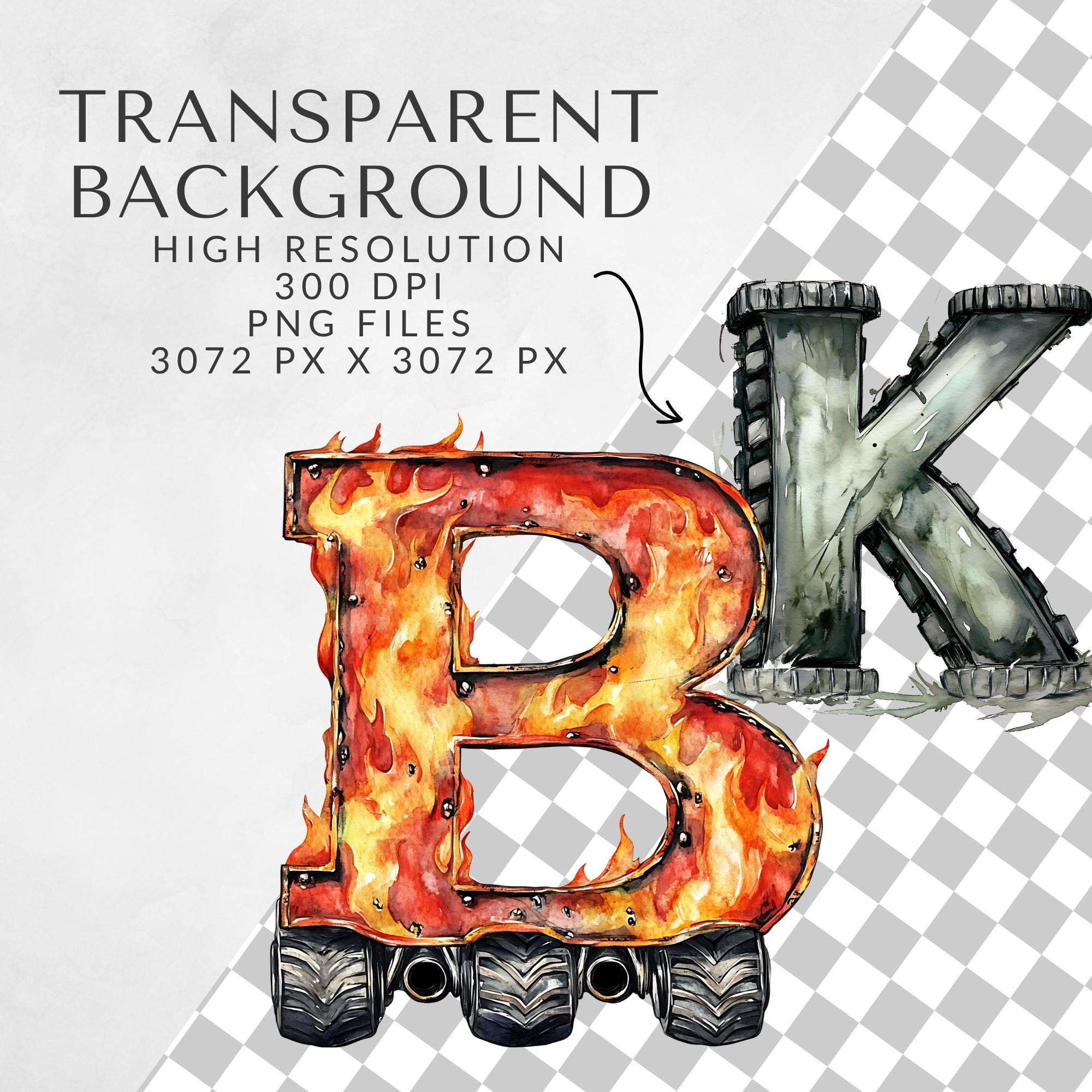 Monster Truck Alphabet Clipart for Commercial Use, Road Design Names ...