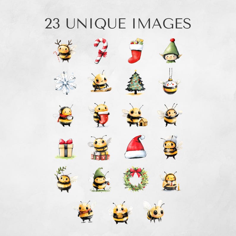 Christmas Bee Clipart for Commercial Use, Honey Bee, Sublimation Design ...