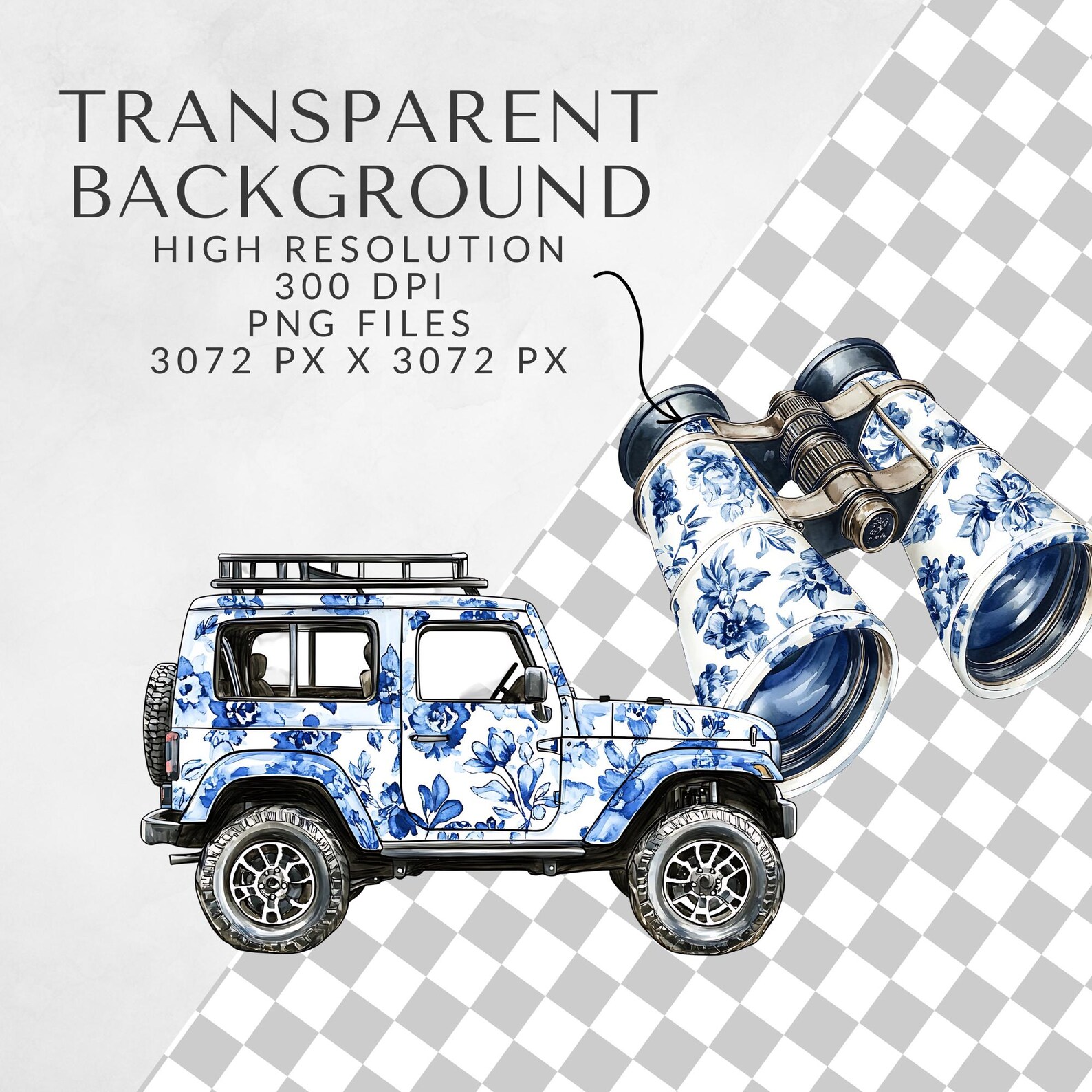 Blue Toile Safari Animals Clipart Pack for Commercial Use, Safari Toile ...