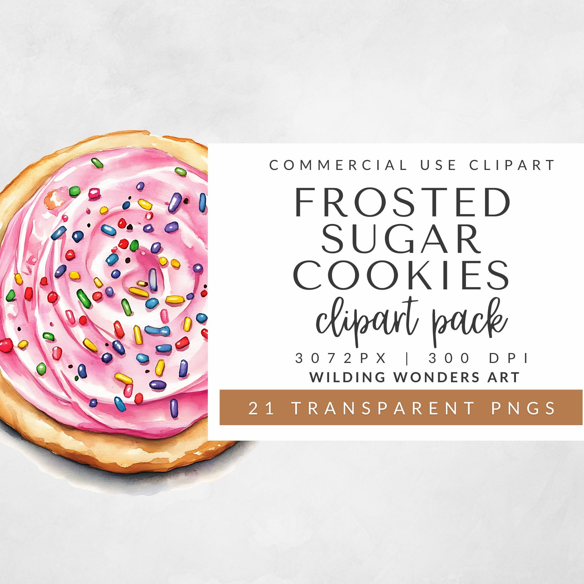 Frosted Sugar Cookie Clipart Pack for Commercial Use, Baking Clipart ...