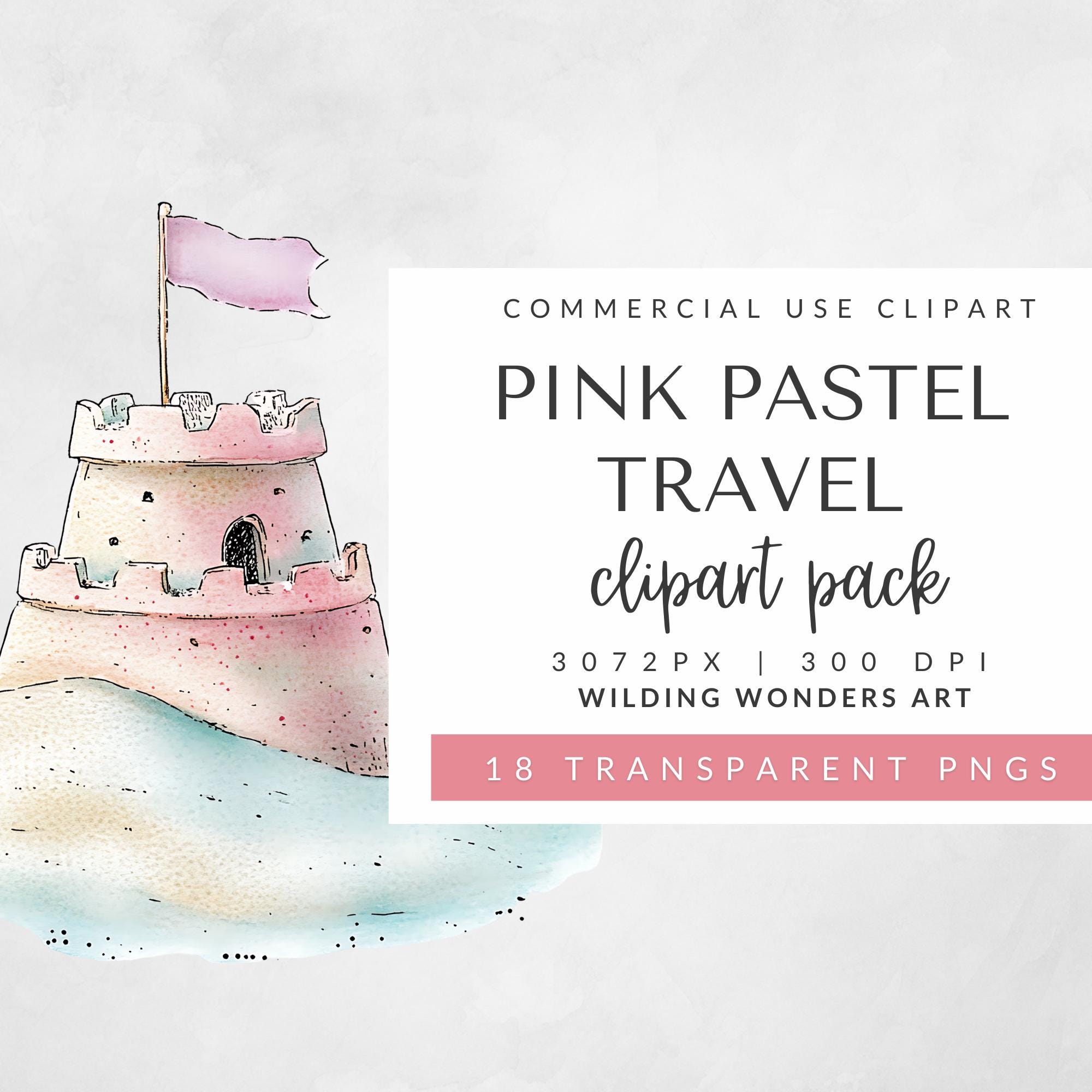 Pink Plane Ticket Clipart Pack for Commercial Use, Travel Clip Art ...