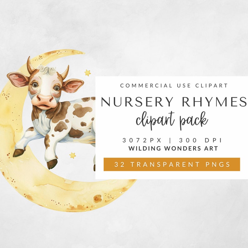 Watercolor Nursery Rhymes Clipart Pack Commercial Use, Childrens ...