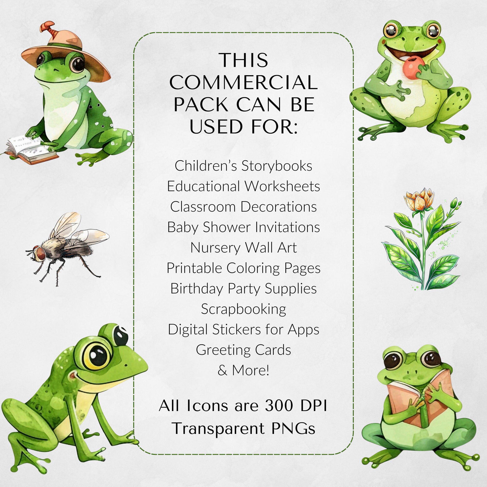 Watercolor Funny and Cute Frog Clipart for Commercial Use: Frogs ...