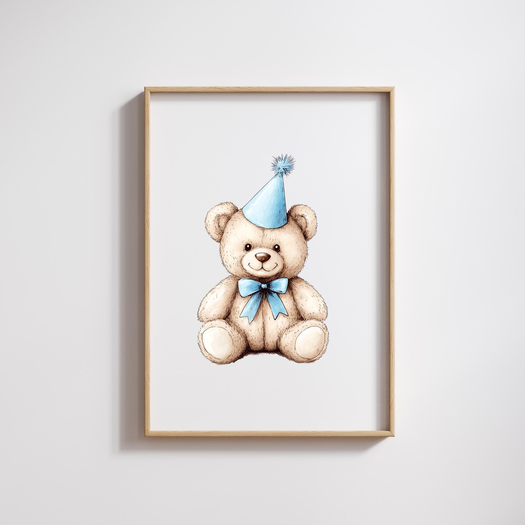 Blue Beary First Birthday Clipart Pack for Commercial Use, Baby Shower ...
