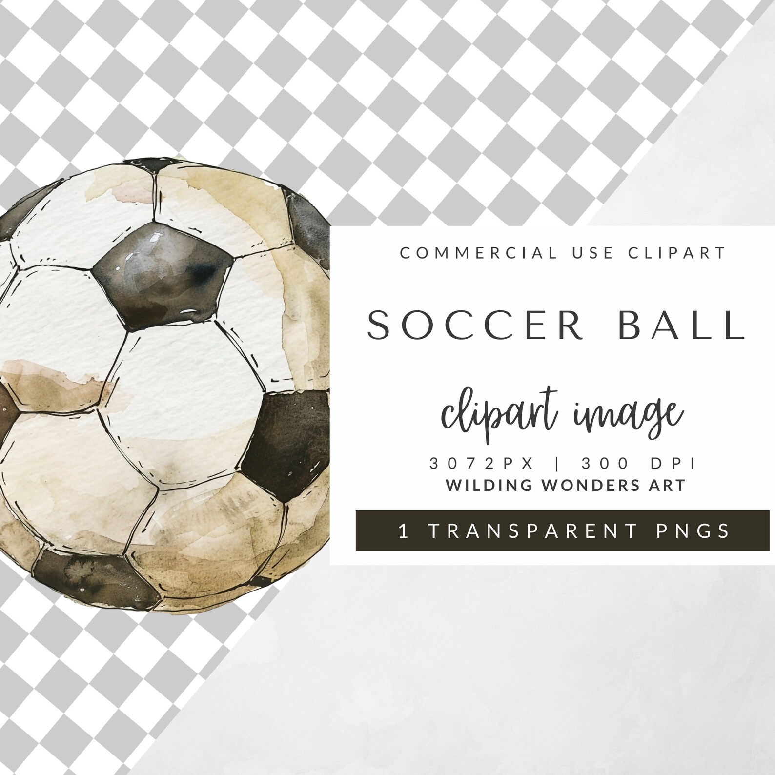 Soccer Ball Clipart for Commercial Use, Watercolor Soccer Ball, Sports ...