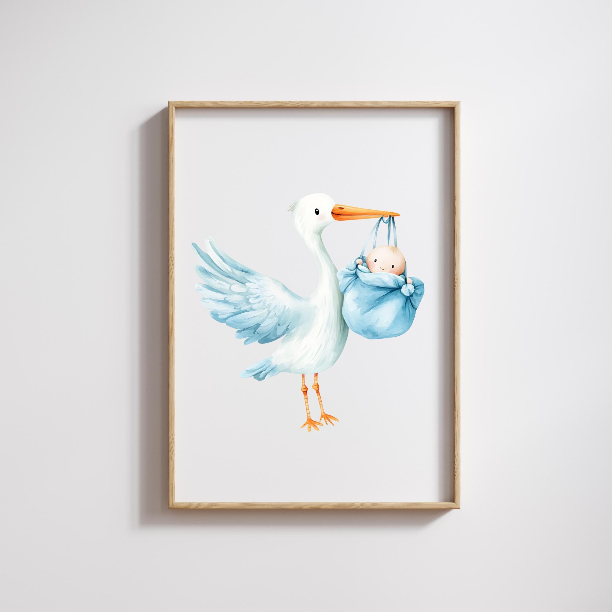 Stork With Baby Clipart Pack for Commercial Use, Baby Shower Clipart ...