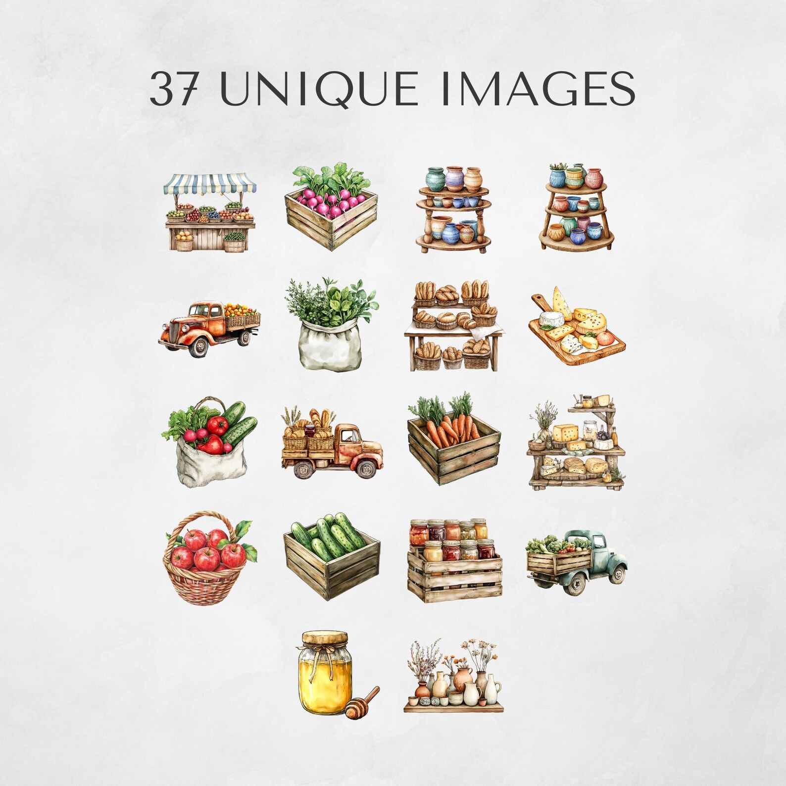 Farmers Market Clipart Pack for Commercial Use, Locally Grown ...