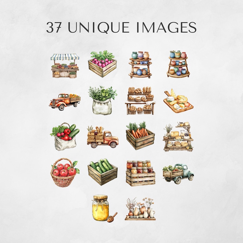 Farmers Market Clipart Pack for Commercial Use, Locally Grown ...