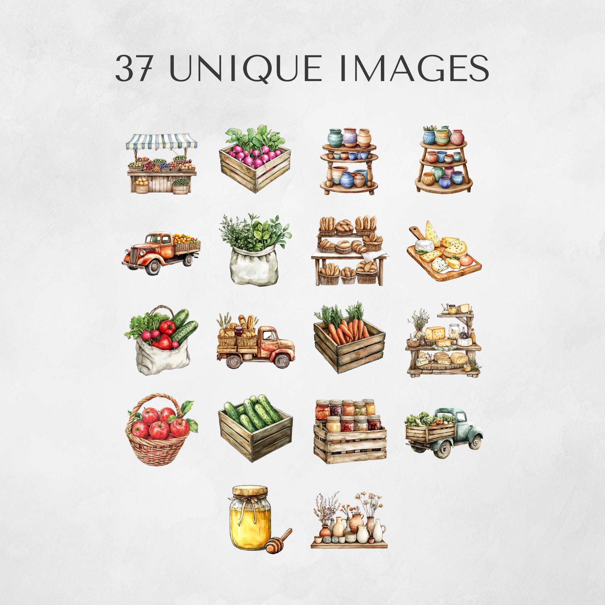 Farmers Market Clipart Pack for Commercial Use, Locally Grown ...