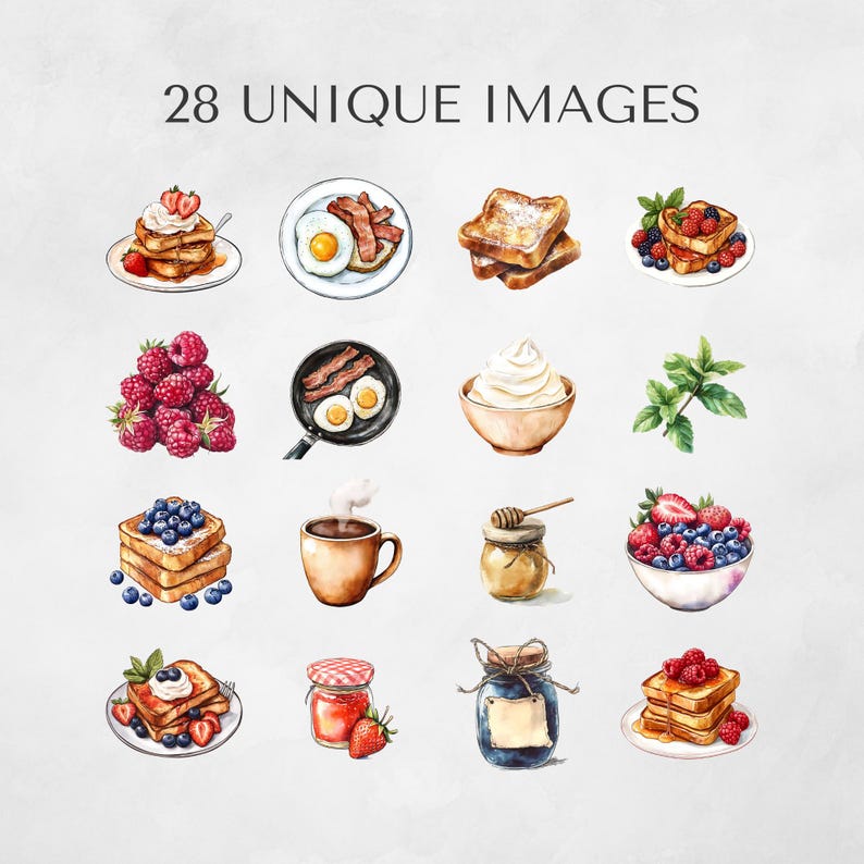 French Toast Breakfast Clipart Pack for Commercial Use, Watercolor ...
