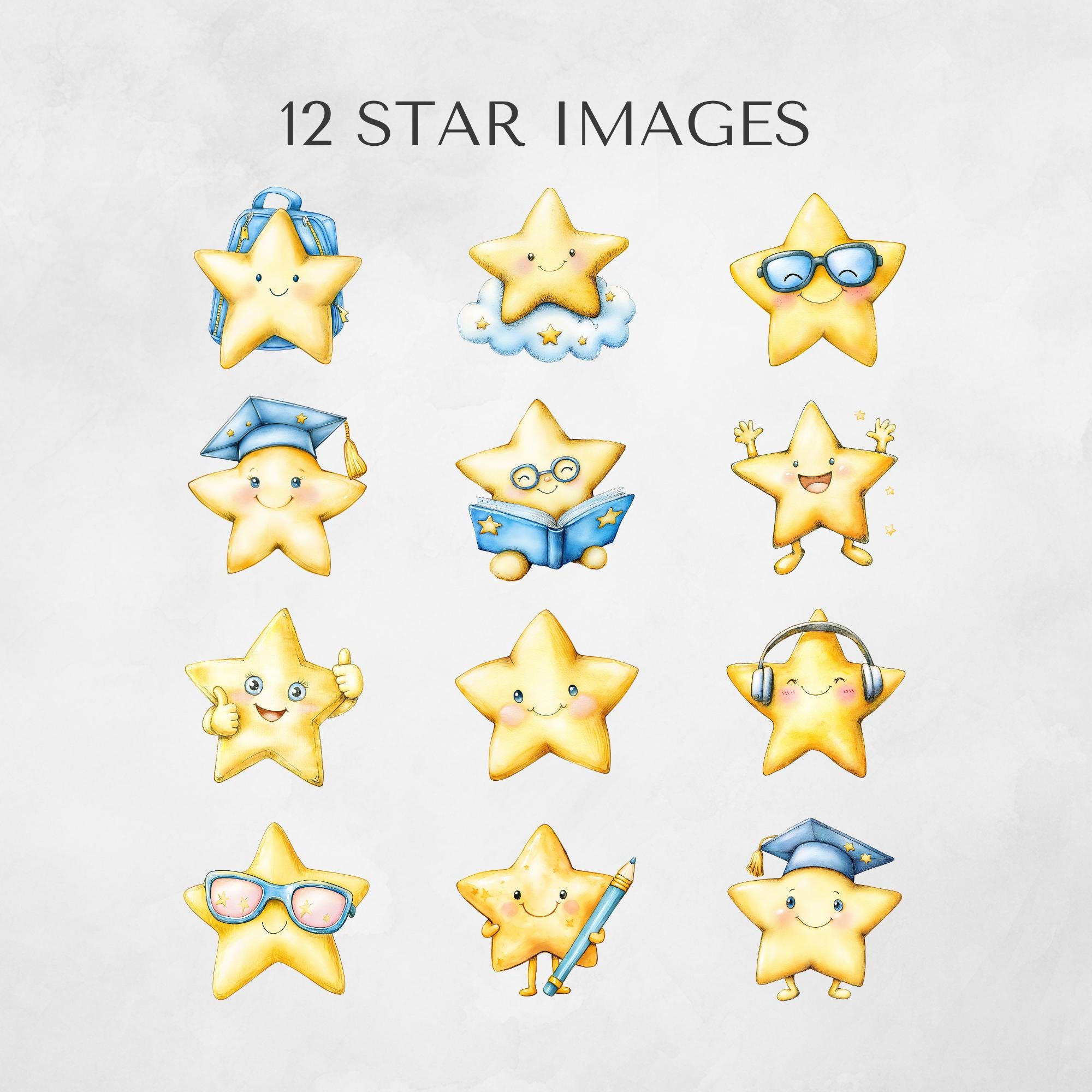 Gold Star Celebration Clipart Pack for Commercial Use, Cute Star PNG ...