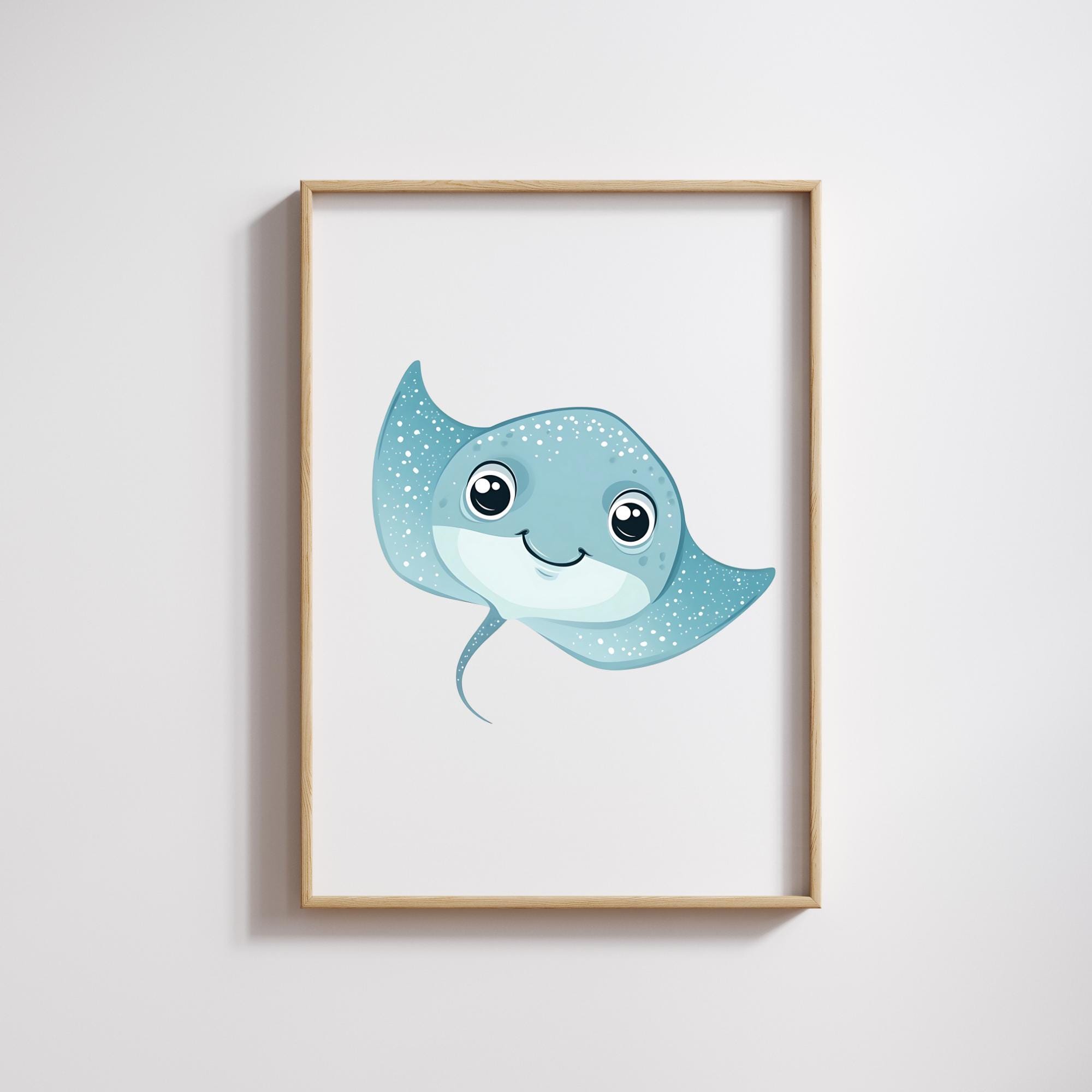 Cute Stingray Clipart Pack for Commercial Use, Sea Animal Graphic ...