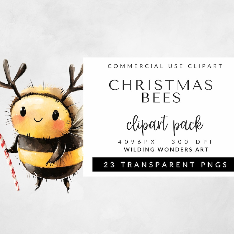 Christmas Bee Clipart for Commercial Use, Honey Bee, Sublimation Design ...