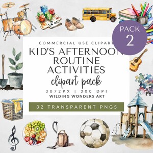 Kids Daily Routine Clipart BUNDLE for Commercial Use, Children Morning ...