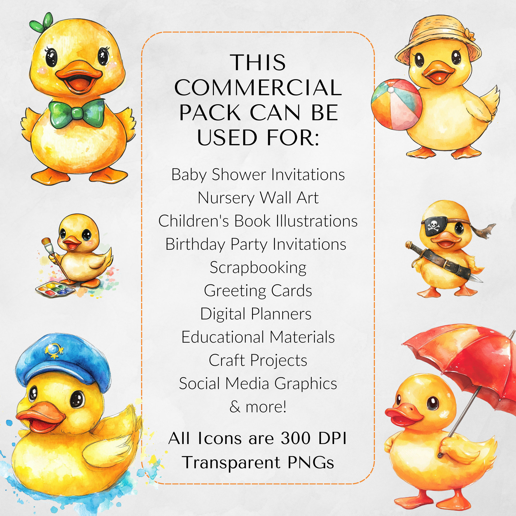 Rubber Duck Watercolor Clipart for Commercial Use, Duck PNG Images for ...