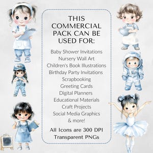 Kids in Careers Clipart for Commercial Use, Profession Clipart, Girl ...