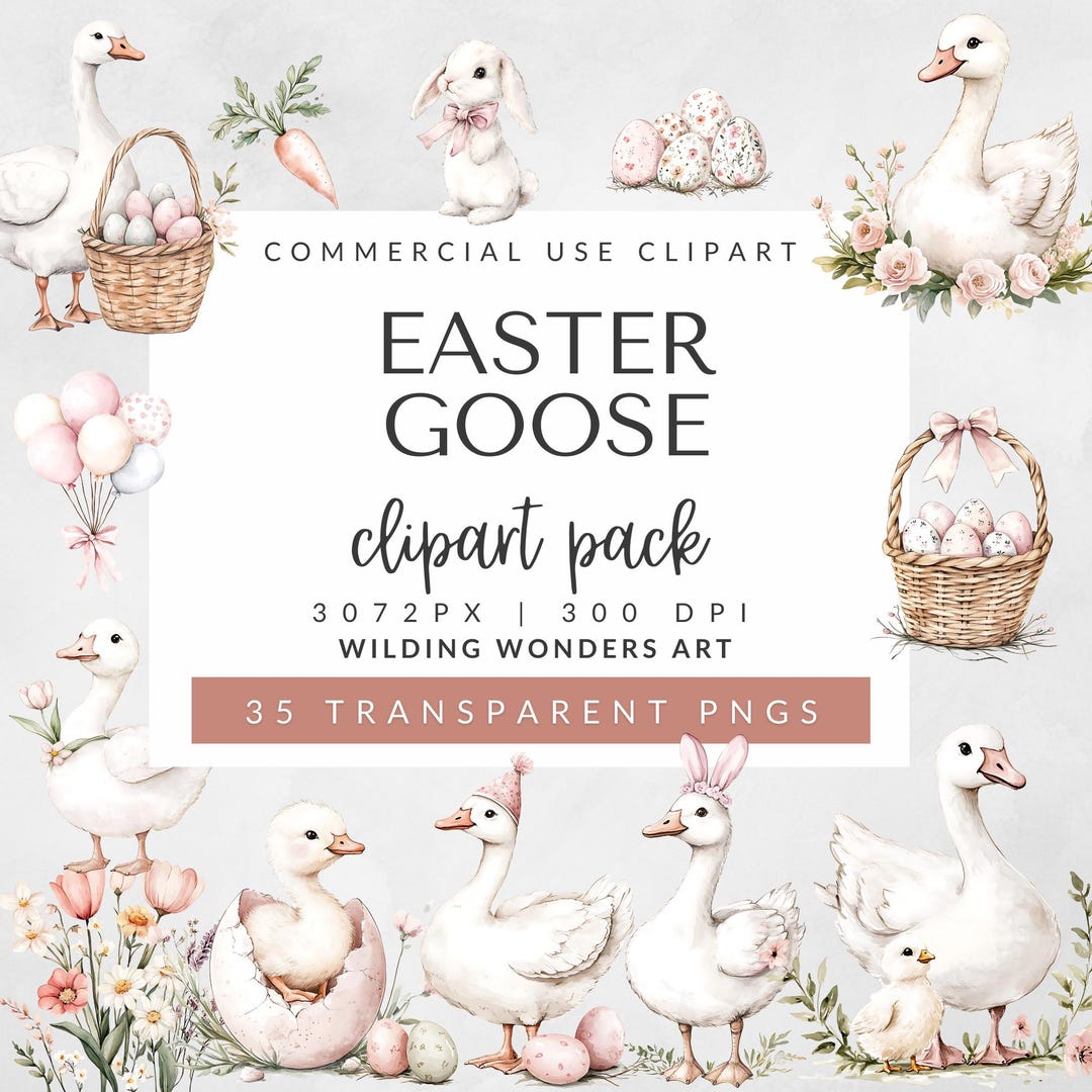 Easter Goose Clipart Pack for Commercial Use, Silly Goose Clipart ...