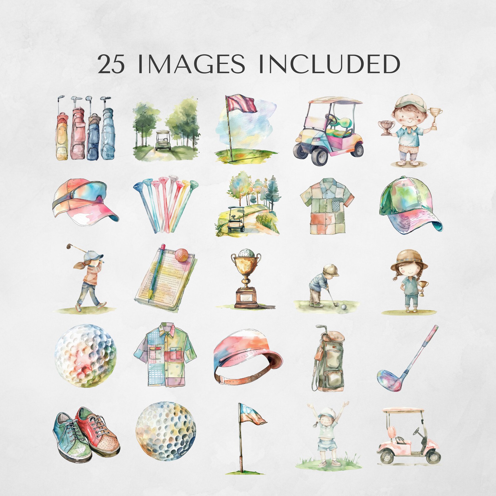 Watercolor Golf Clipart for Commercial Use, Golf Ball PNG, Golfer ...