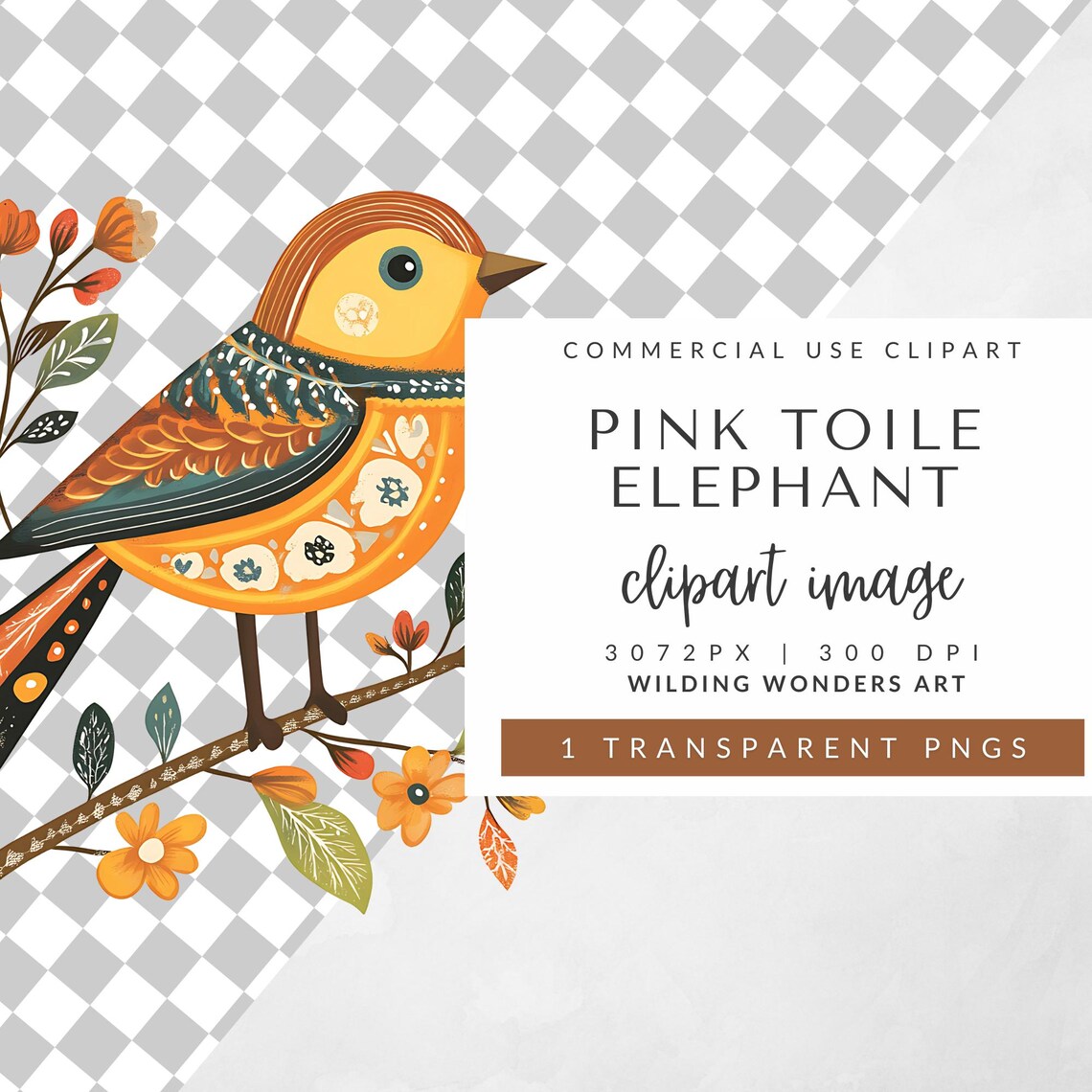 Folk Art Bird Clipart Pack for Commercial Use, Illustrated Birds ...