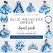 Watercolor Blue Princess Dress Clipart for Commercial Use, Watercolor ...