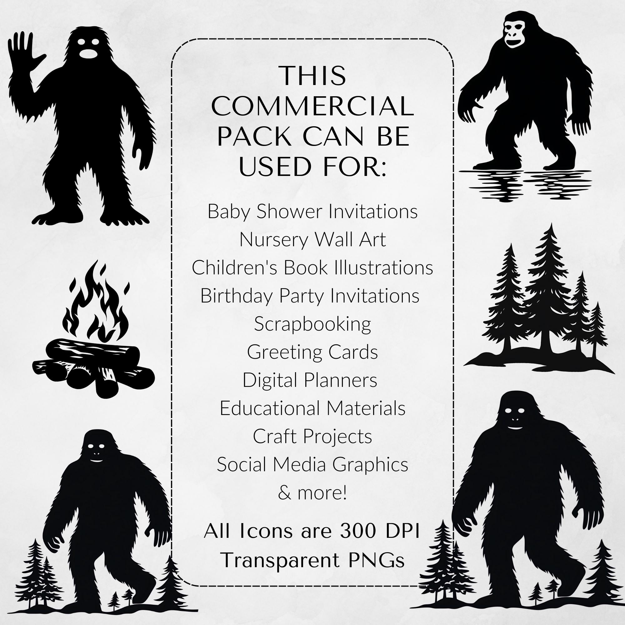 Bigfoot Clipart Pack for Commercial Use, Sasquatch Png, Bigfoot ...