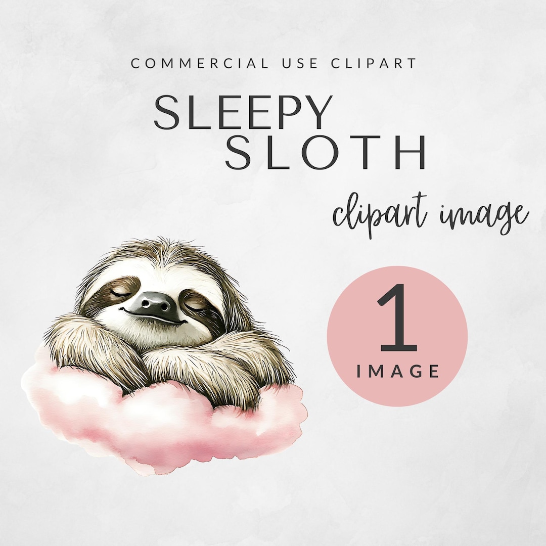Sleepy Sloth Clipart for Commercial Use, Cute Baby Sloth PNG ...
