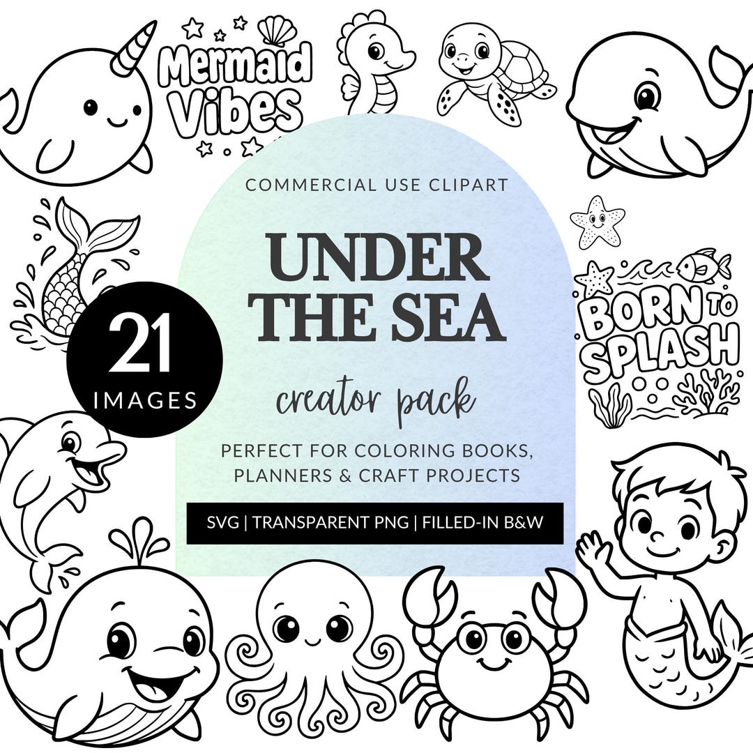 Under the Sea Creator Clipart Pack for Commercial Use, Svg, PNG, High ...