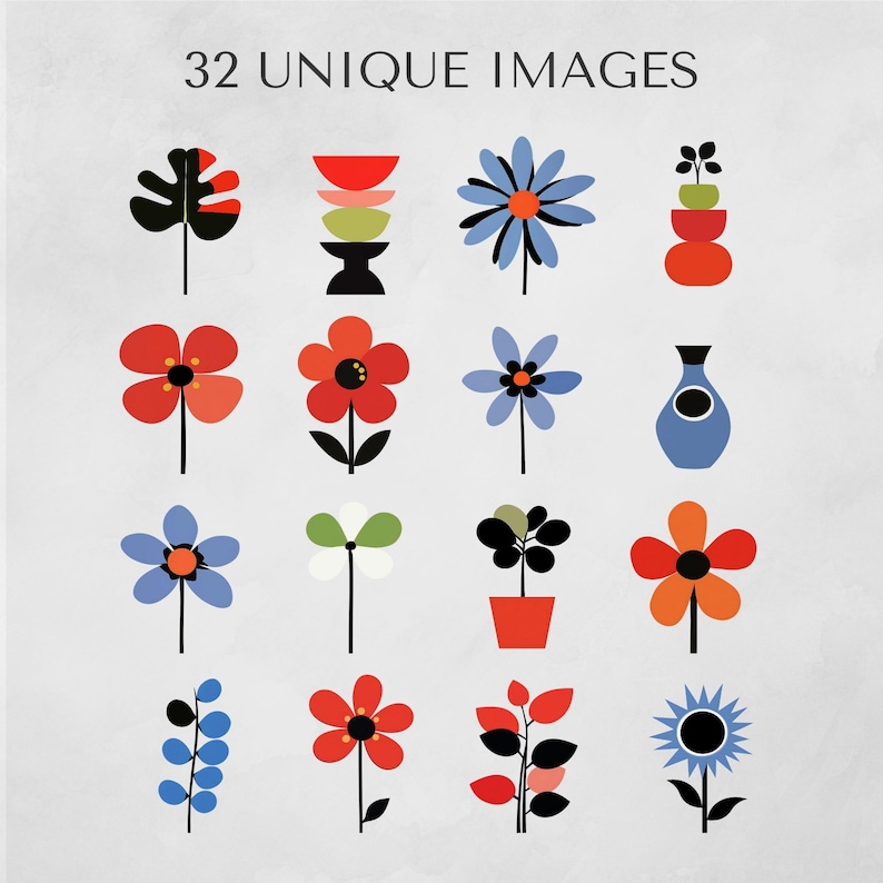 Abstract Floral Shapes Clipart Pack for Commercial Use, Floral Clipart ...