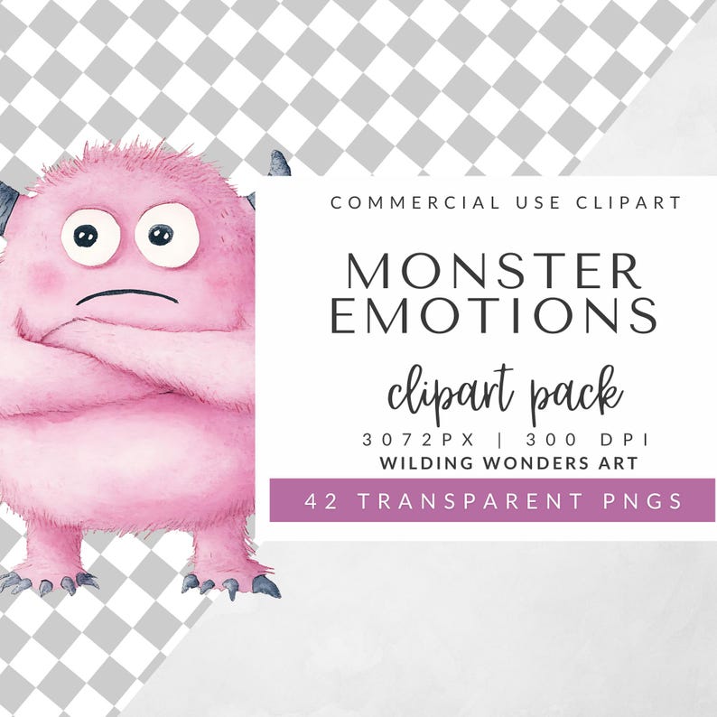 Watercolor Cute Monster Clipart Pack for Commercial Use, Happy and ...