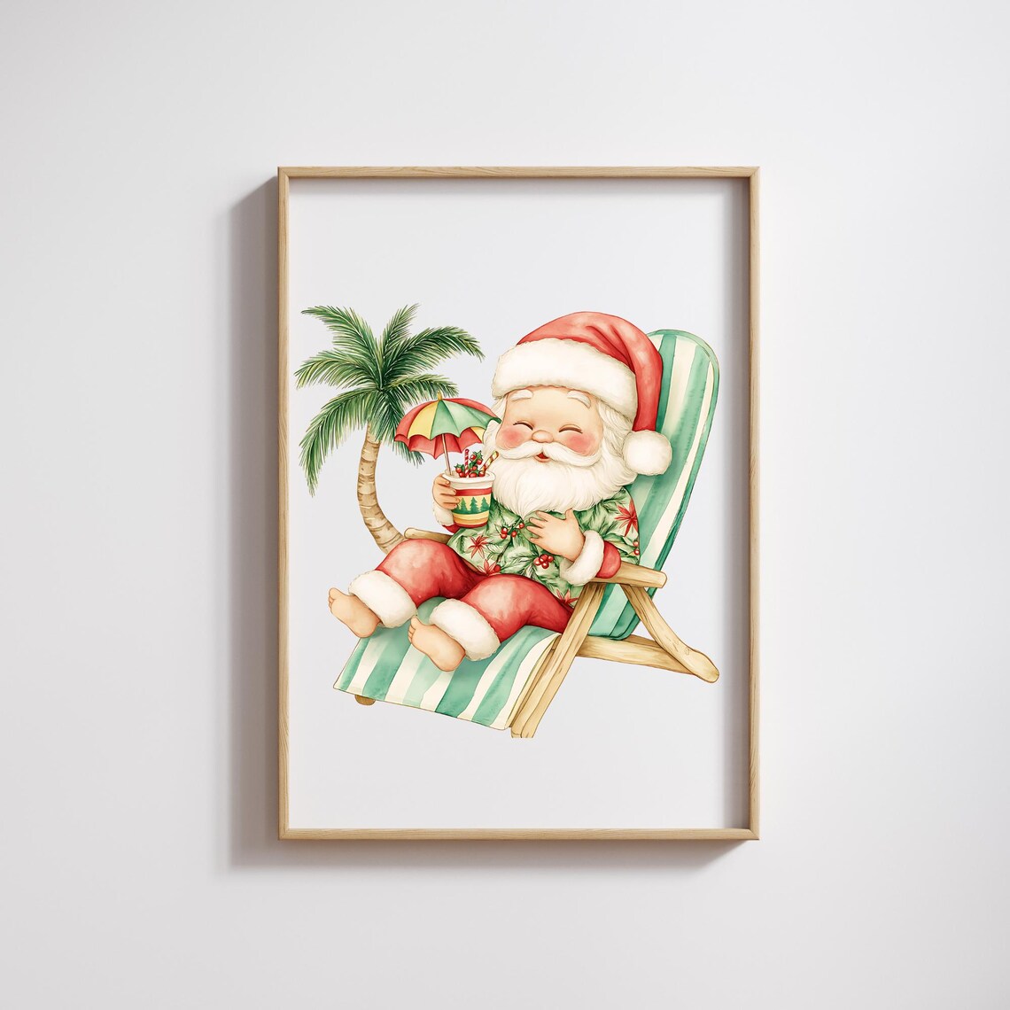 Santa on the Beach Clipart Pack for Commercial Use, Tropical Christmas ...