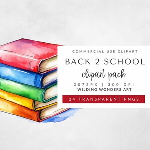 Back to School Colorful Clipart Pack for Commercial Use, Teacher ...