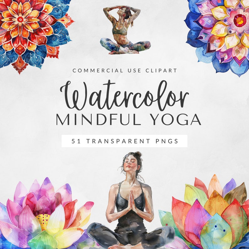 Mindful Yoga Clipart Commercial Use, Yoga Pose and Mindfulness, Inner ...