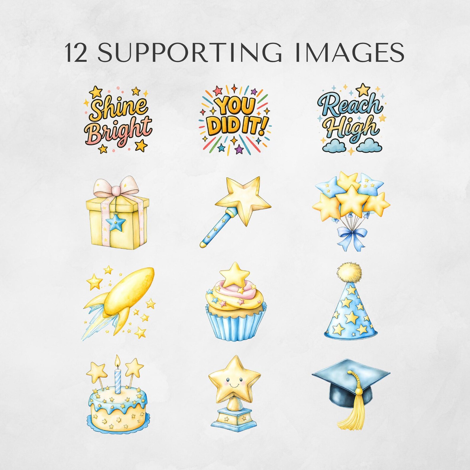 Gold Star Celebration Clipart Pack for Commercial Use, Cute Star PNG ...