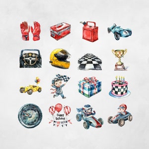 Watercolor Racecar Birthday Boy Clipart Bundle for Commerical Use ...