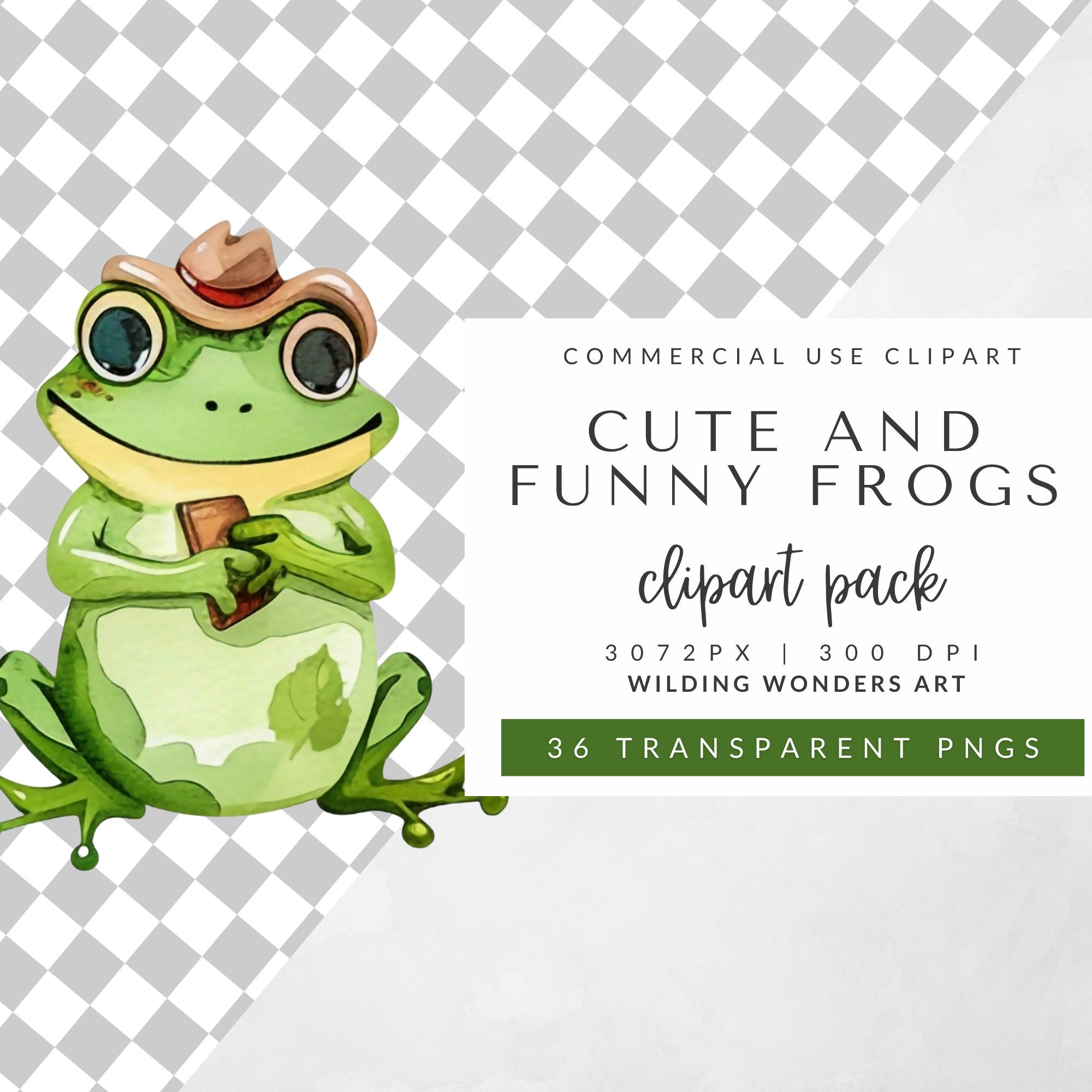 Watercolor Funny and Cute Frog Clipart for Commercial Use: Frogs ...