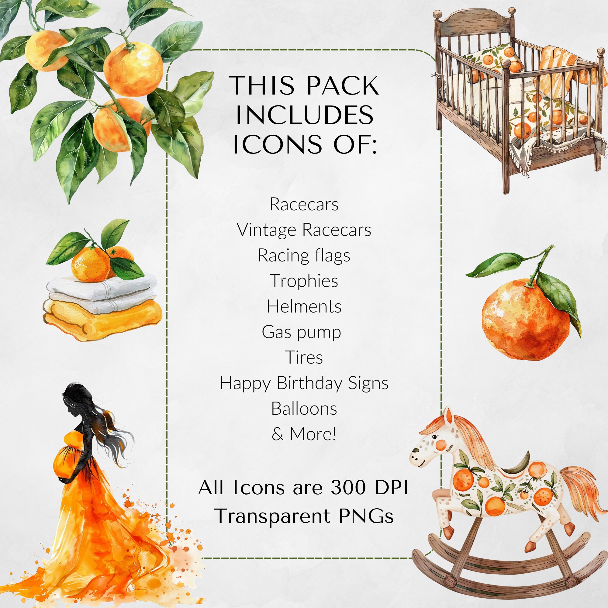 Cutie Orange Clipart Bundle for Commercial Use, Watercolor Tangerine ...