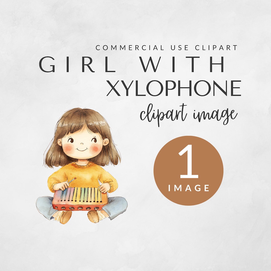 Girl With Xylophone Clipart Pack for Commercial Use, Watercolor Clipart ...