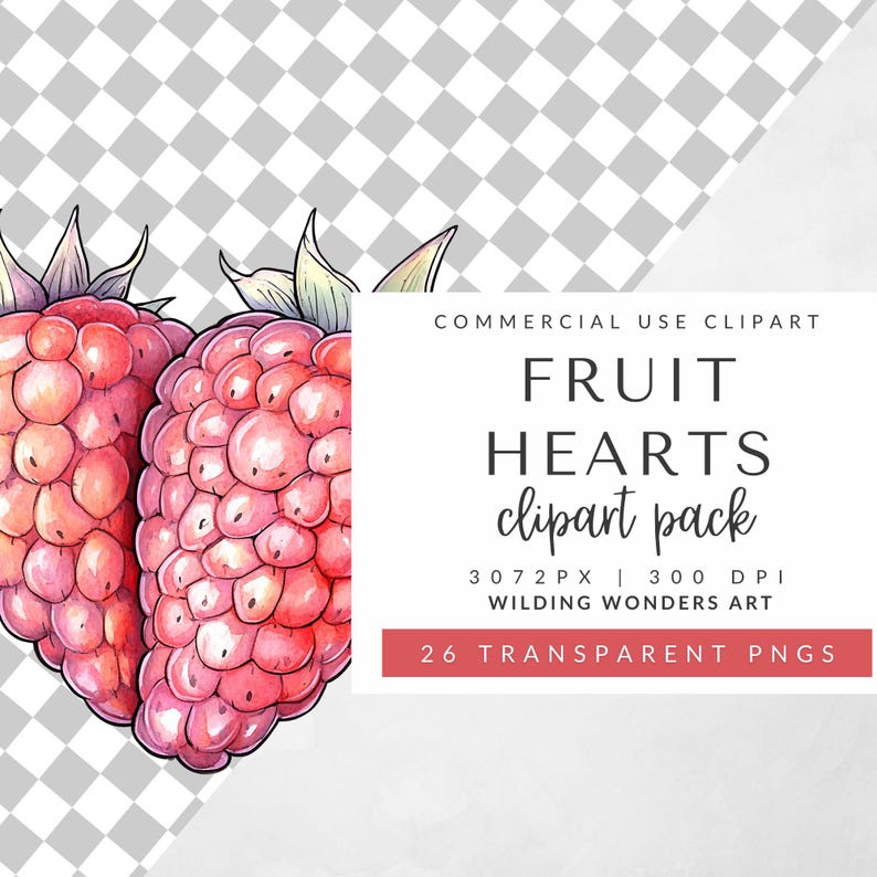 Heart Fruit Clipart Pack for Commercial Use, Valentine Clipart ...