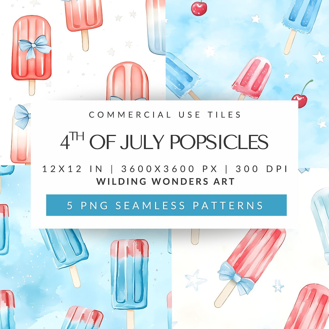 4th of July Popsicles Clipart Pack for Commercial Use, Patriotic ...
