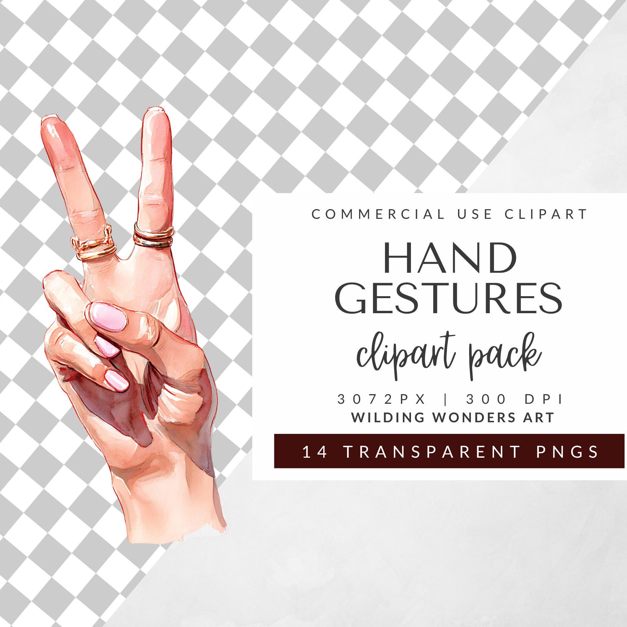 Hand Gestures Clipart Pack for Commercial Use, Peace Sign, Peace Out ...