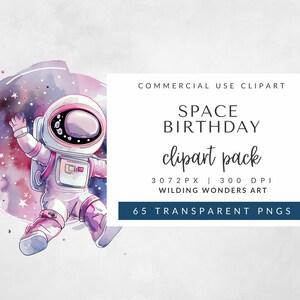 Watercolor Space Clipart for Kids Birthday for Commercial Use ...