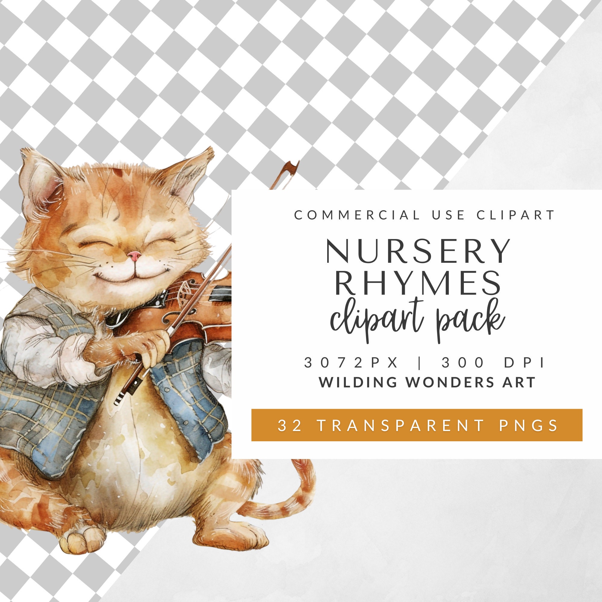 Watercolor Nursery Rhymes Clipart Pack Commercial Use, Children’s ...