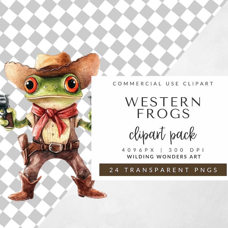Western Cowboy Frog Clipart Pack for Commercial Use, Boy Party, Cute ...