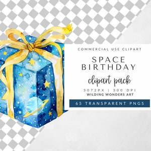 Watercolor Space Clipart for Kids Birthday for Commercial Use ...