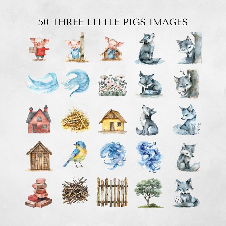 Ultimate Nursery Rhyme Clipart Bundle for Commercial Use, Watercolor ...