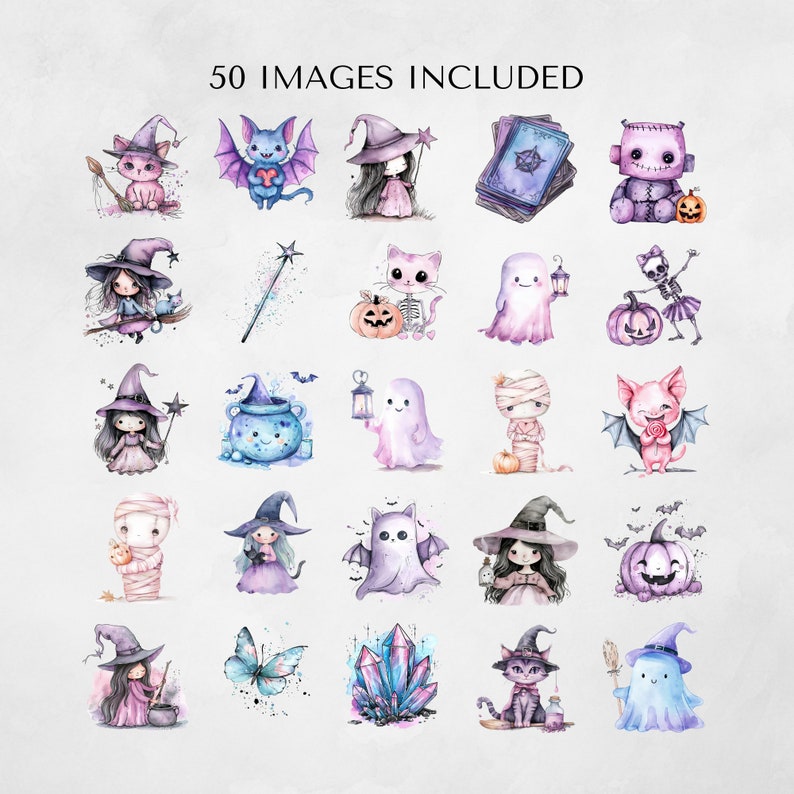 Pastel Witch Clipart for Commercial Use, Cute Halloween PNG, Fantasy ...