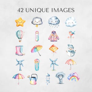 Watercolor Weather Clipart for Commercial Use, Rainbow Clouds ...